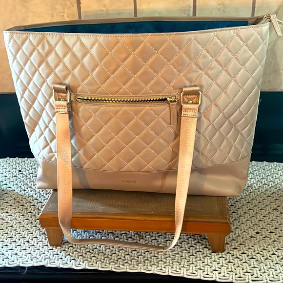 Lodis | Bags | Lodis Laptop Bag Soft Gold Quilted Fabric | Poshmark